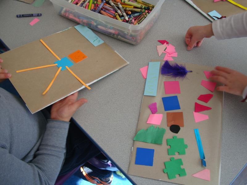 Making sticky collages in preschool